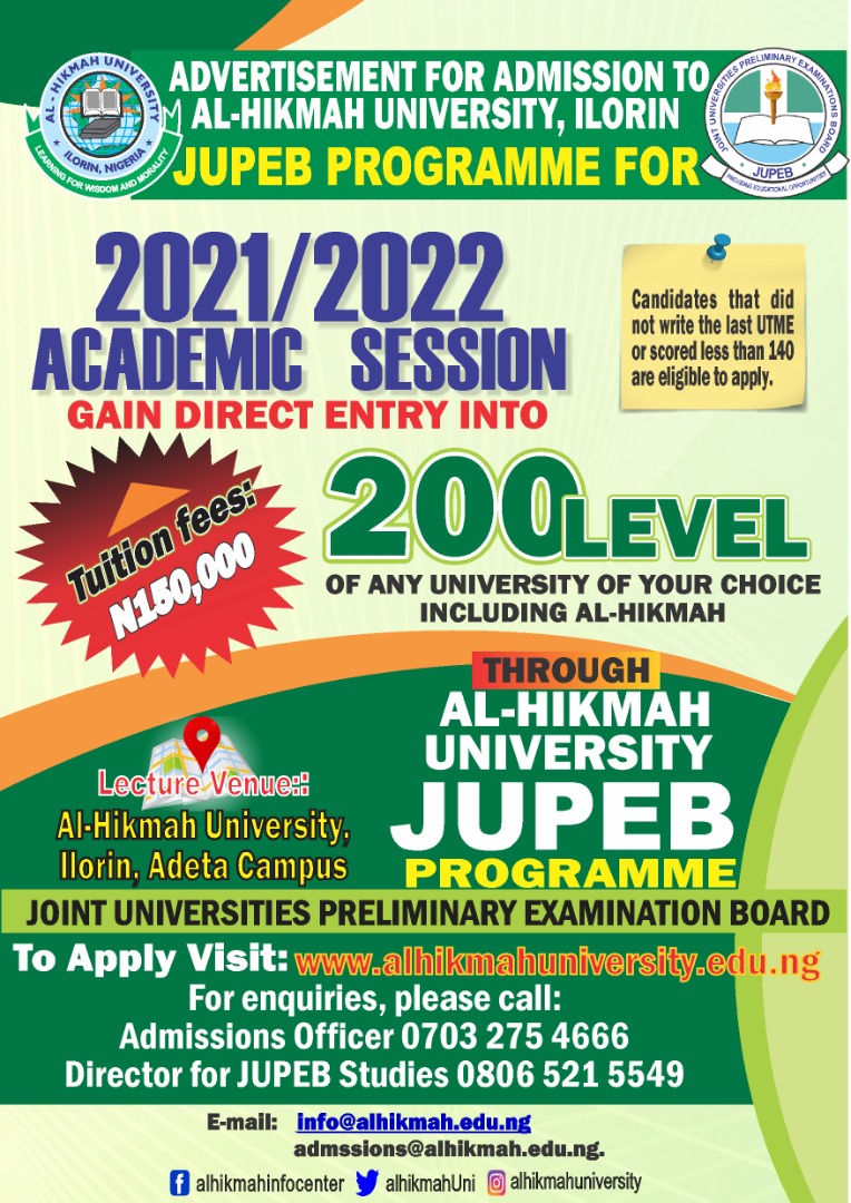 Undergraduate Admissions for 2021/2022 Academic Session is now open – Al-Hikmah University ...