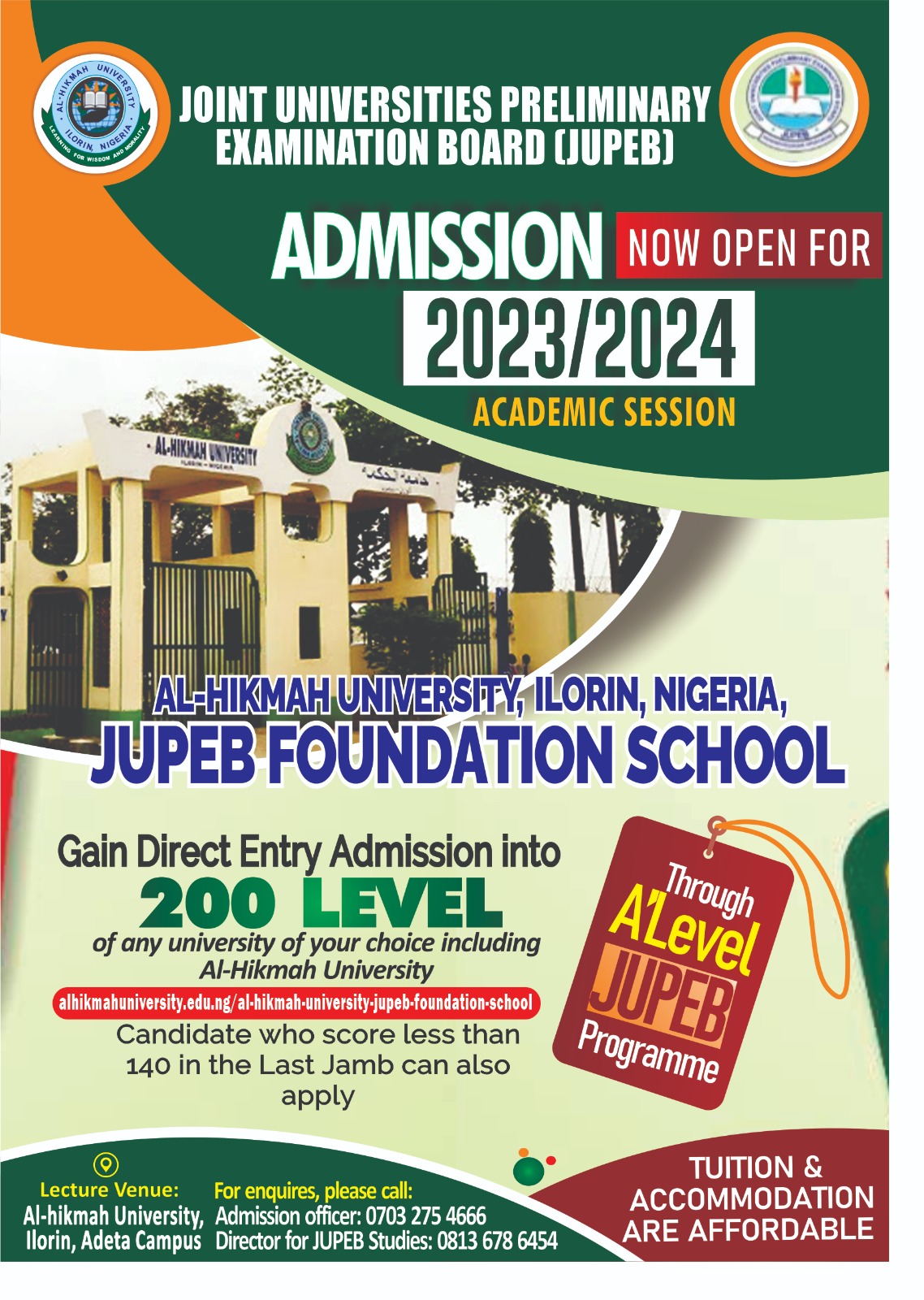 Al-Hikmah University Jupeb Foundation School – Al-Hikmah University ...